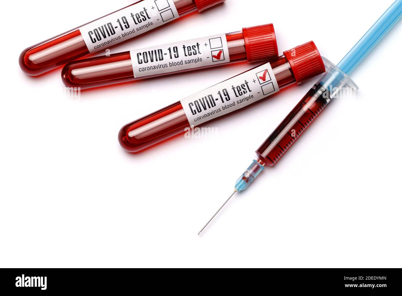 Blood test tube with red plug isolated on white background Stock Photo ...