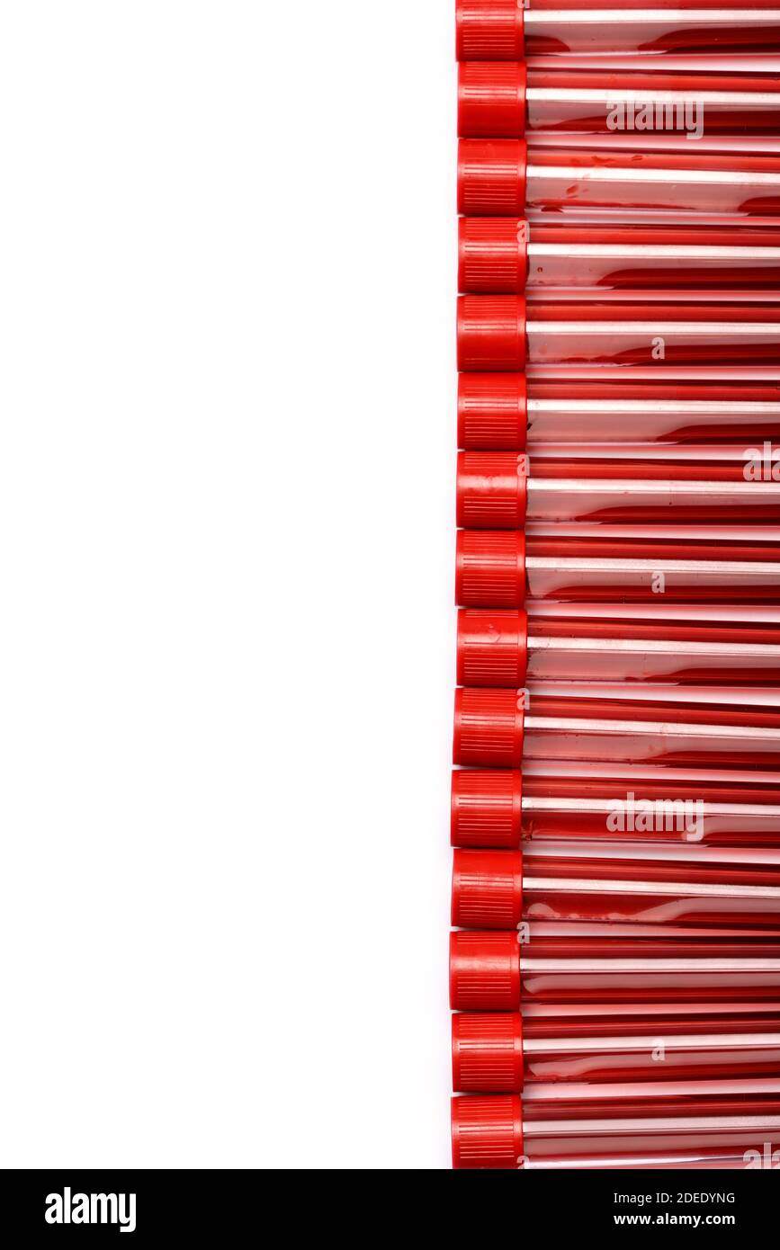 Blood test tube with red plug isolated on white background Stock Photo ...