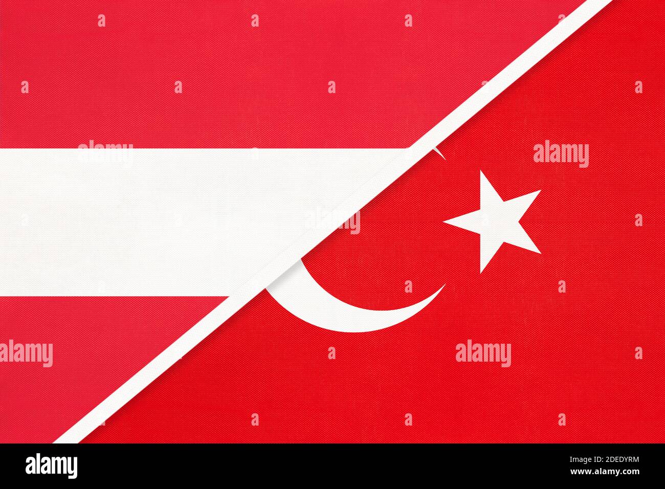 Austria and Turkey, national flags from textile. Relationship ...