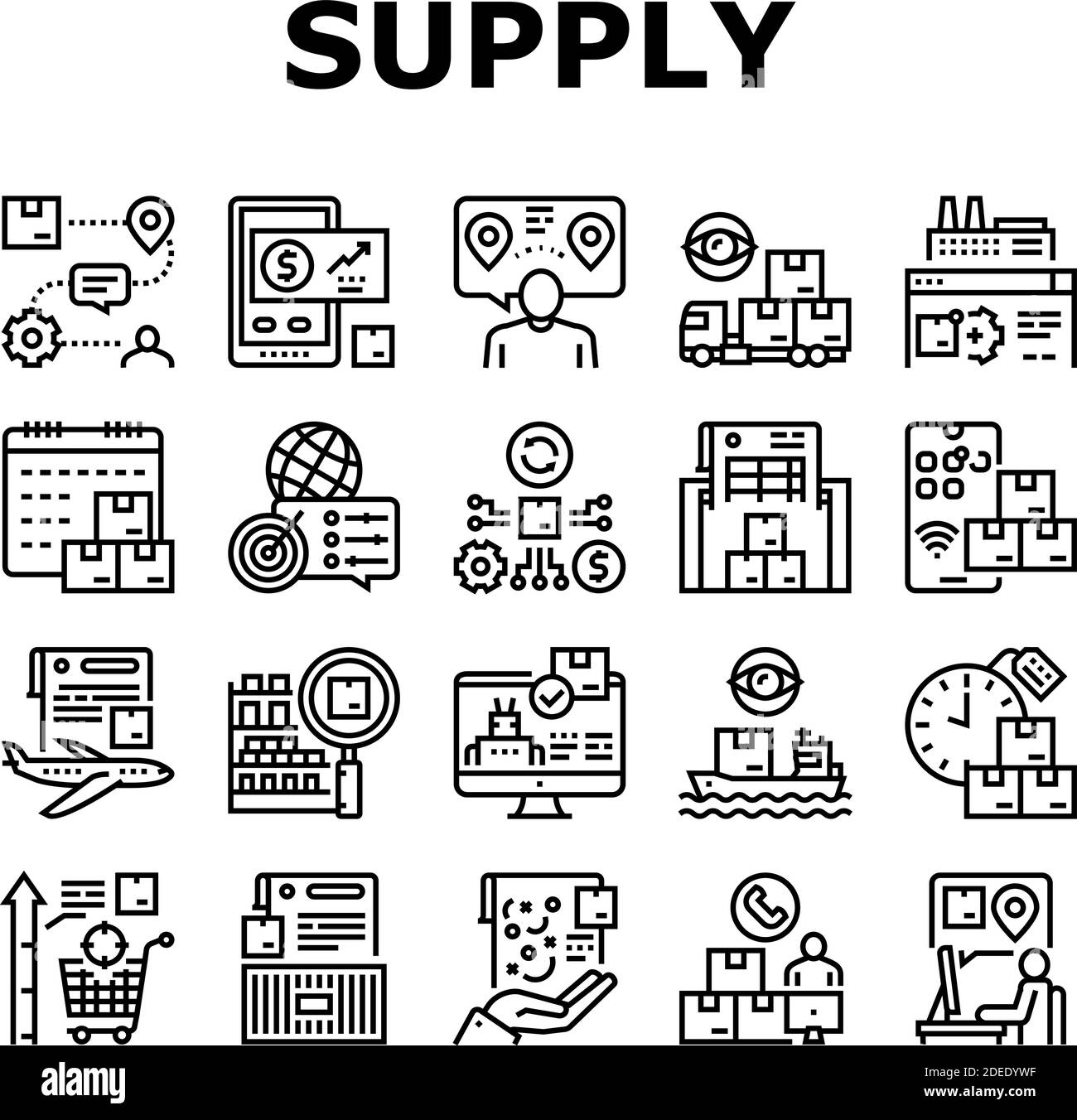 Supply Chain Management System Icons Set Vector Stock Vector Image ...