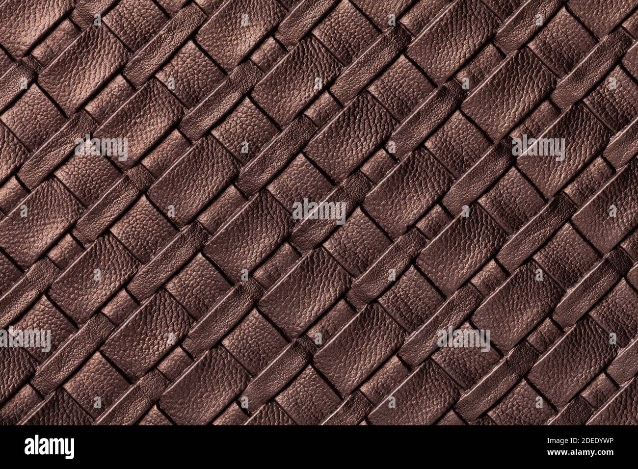 Texture of dark brown leather background with wicker pattern, macro ...