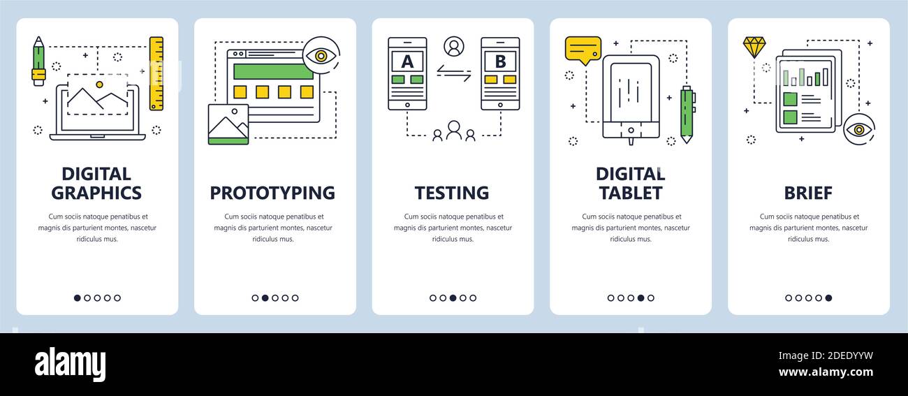 Vector modern thin line digital graphics concept web banners Stock ...