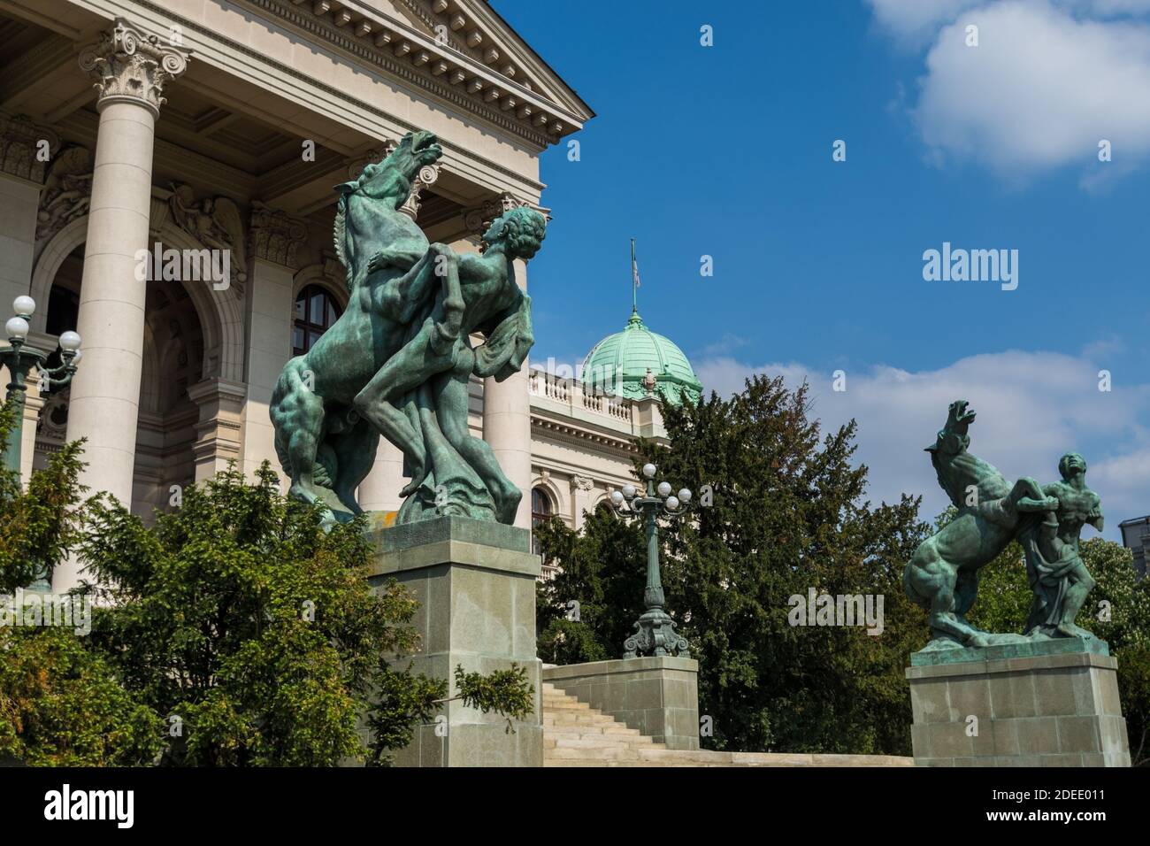 Man and Horse Statue in front of the Parliament of Serbia in Belgrade ...