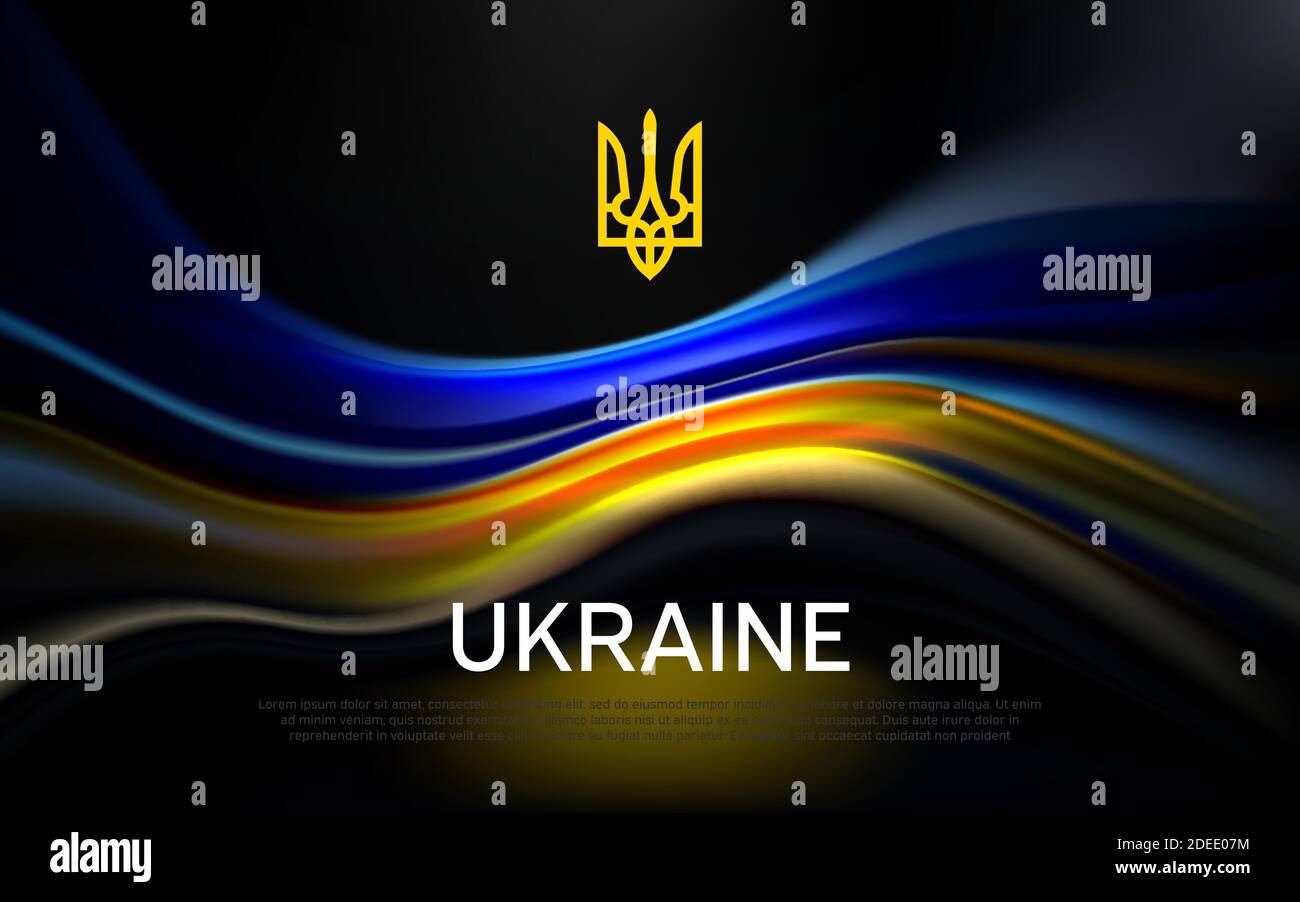 Dark background abstract flag of ukraine. Blurred pattern of light ...