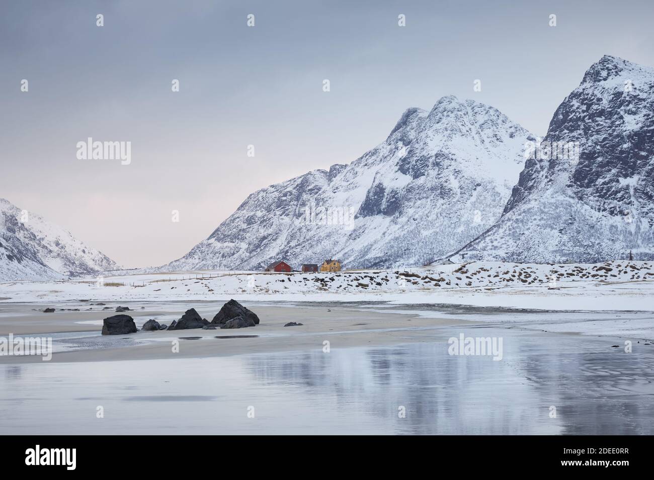 Flakstad beach in Lofoten in the winter Stock Photo - Alamy