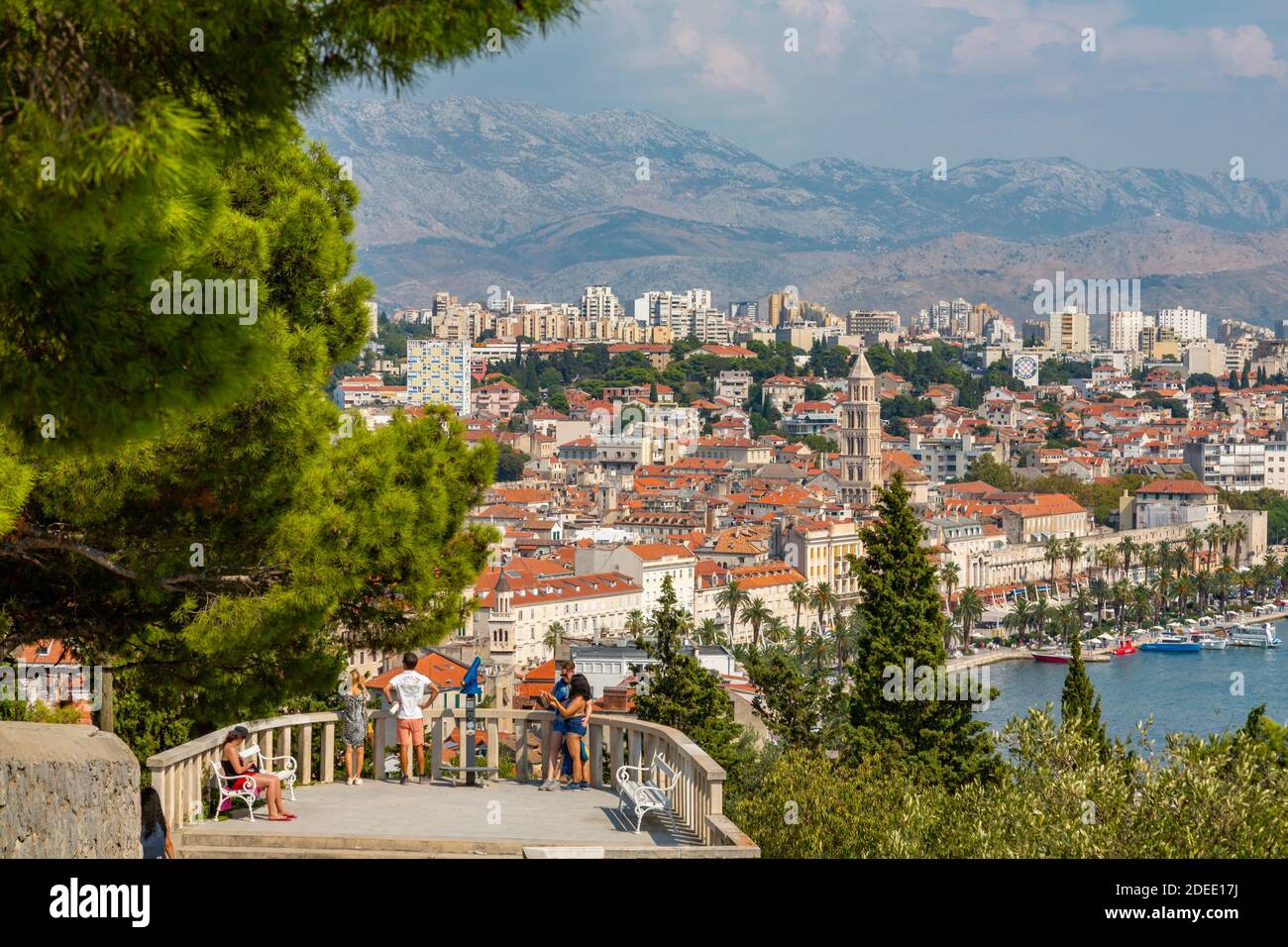 Panoramic view from above the town of Split Town and Cathedral of Saint ...