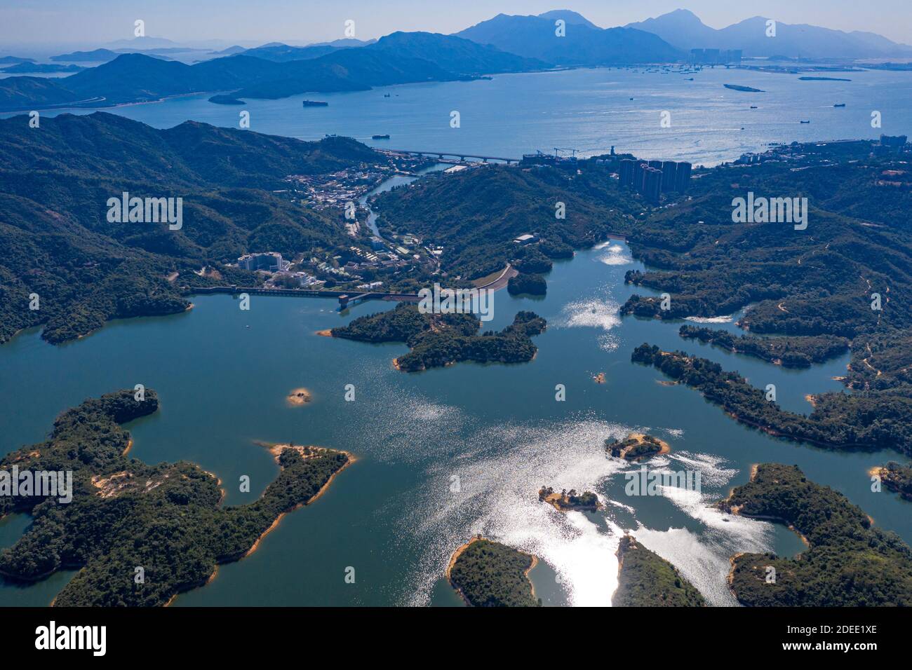 Aerial view of Reservoir Landscape Stock Photo - Alamy