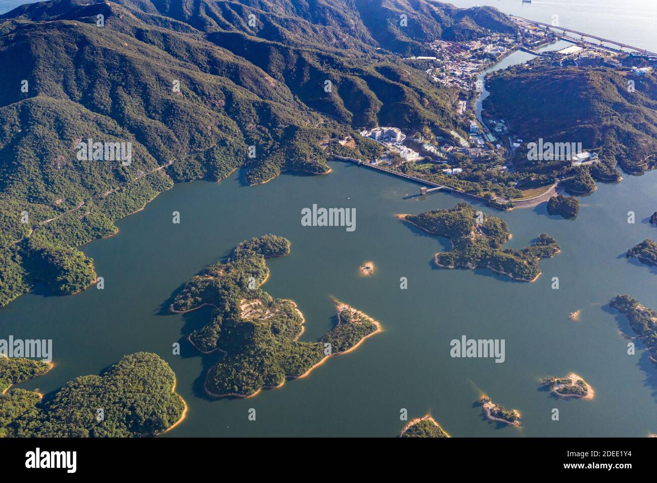 Aerial view of Reservoir Landscape Stock Photo - Alamy