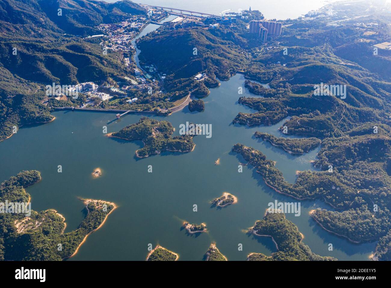 Aerial view of Reservoir Landscape Stock Photo - Alamy