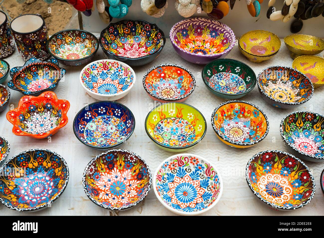 Colourful pottery for sale at Little Petra (or Siq al-Barid) in Jordan ...