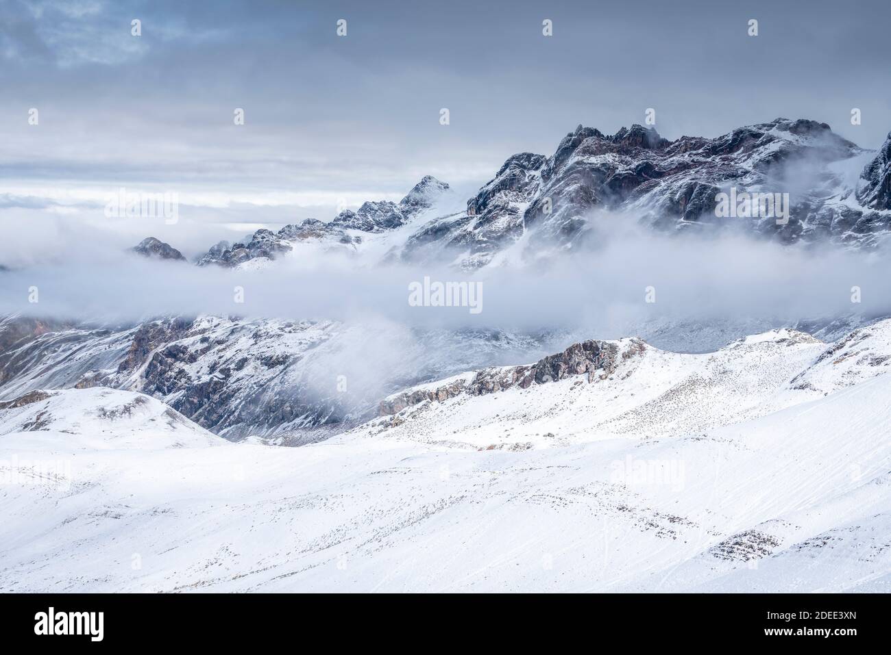 The Andes mountains seen from Rainbow Mountain (Vinicunca) trail ...
