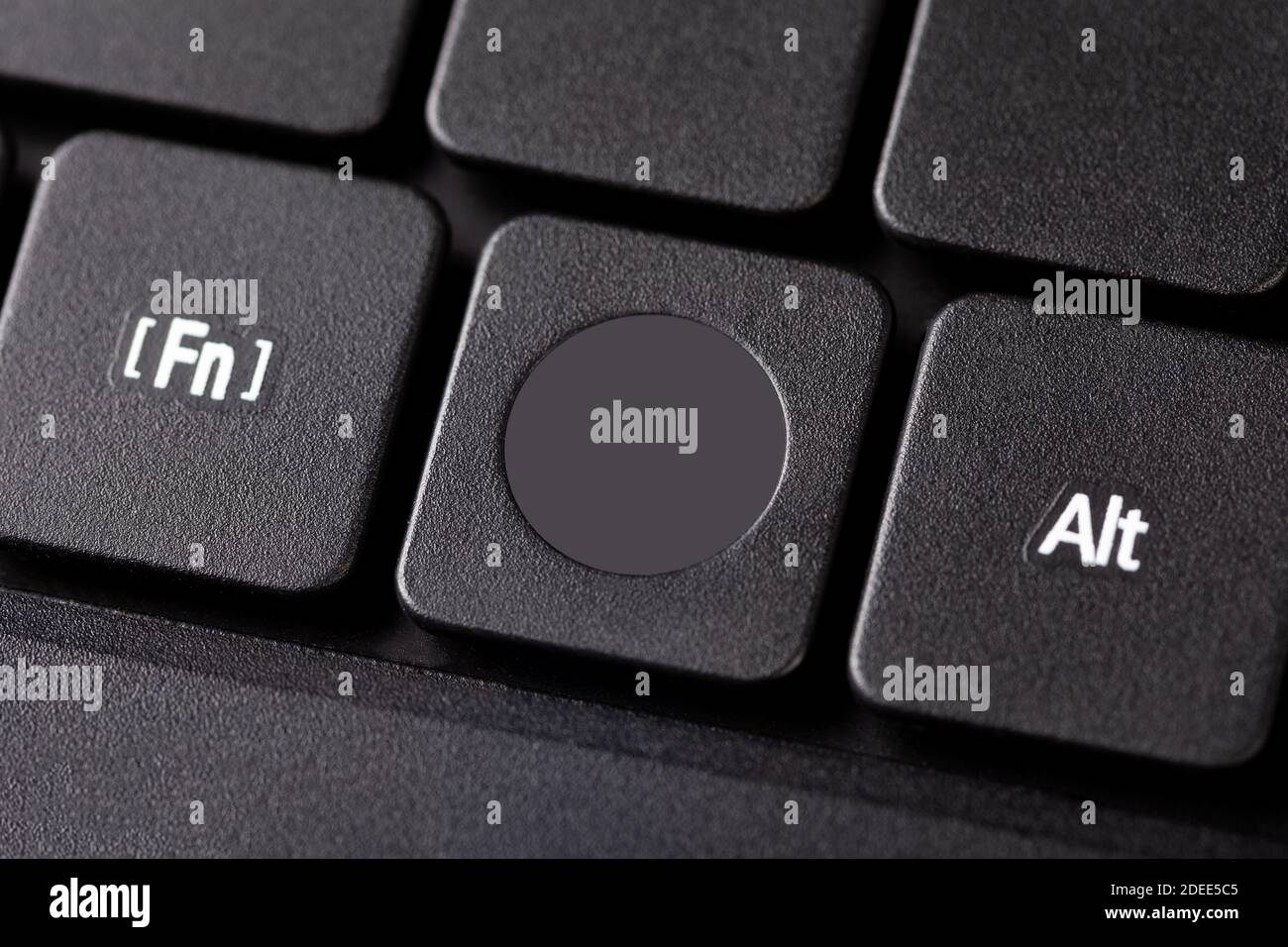 Blank laptop keyboard system key extreme closeup, single empty square ...