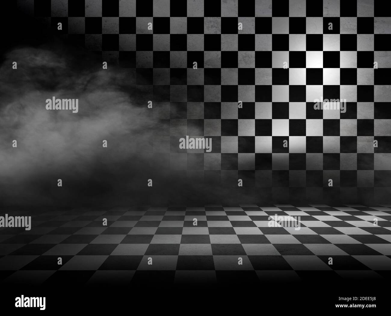 checker floor and wall pattern in the room. grunge empty interior ...