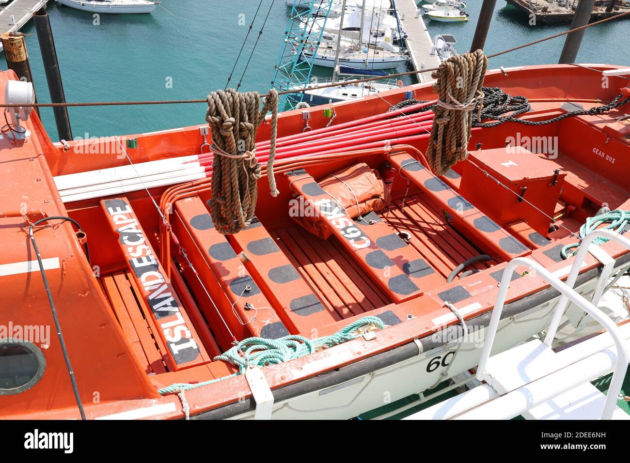 Lifeboat from Island Escape Cruise Liner Stock Photo - Alamy