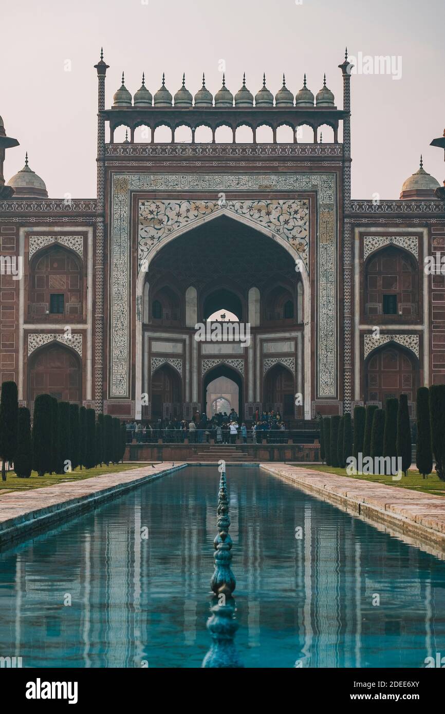 The Great Gate, entrance to the Taj Mahal, Agra India Stock Photo - Alamy