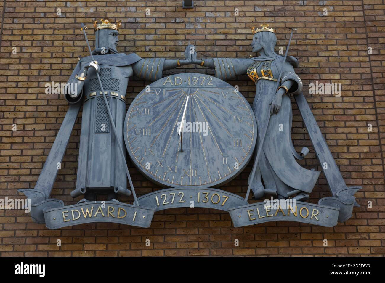 England, Surrey, Guildford, The Ann Garland Memorial Sundial Stock ...