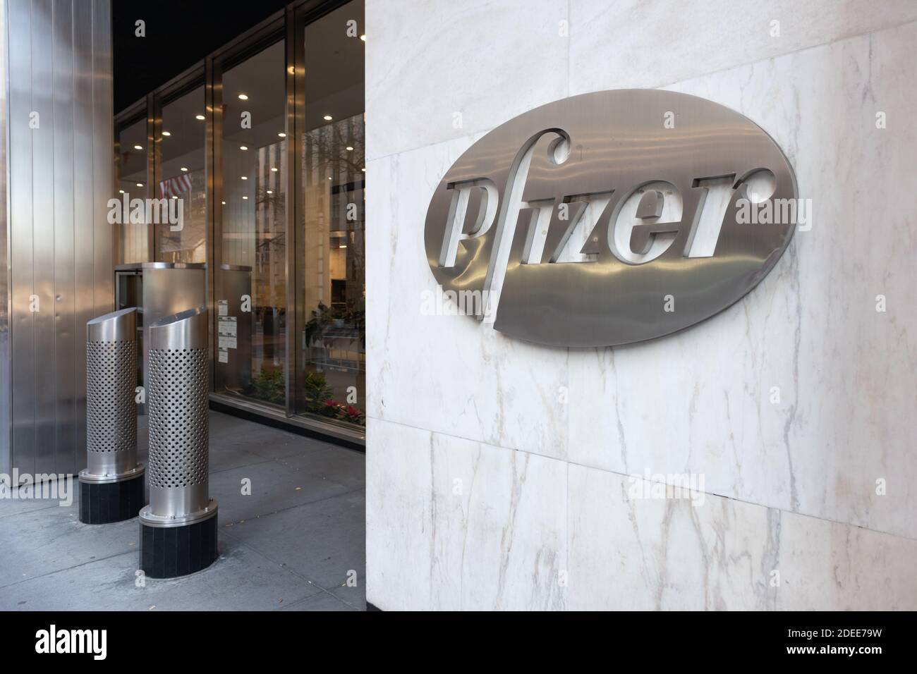 Pfizer Pharmaceutical Company Logo outside their World Headquarters in ...
