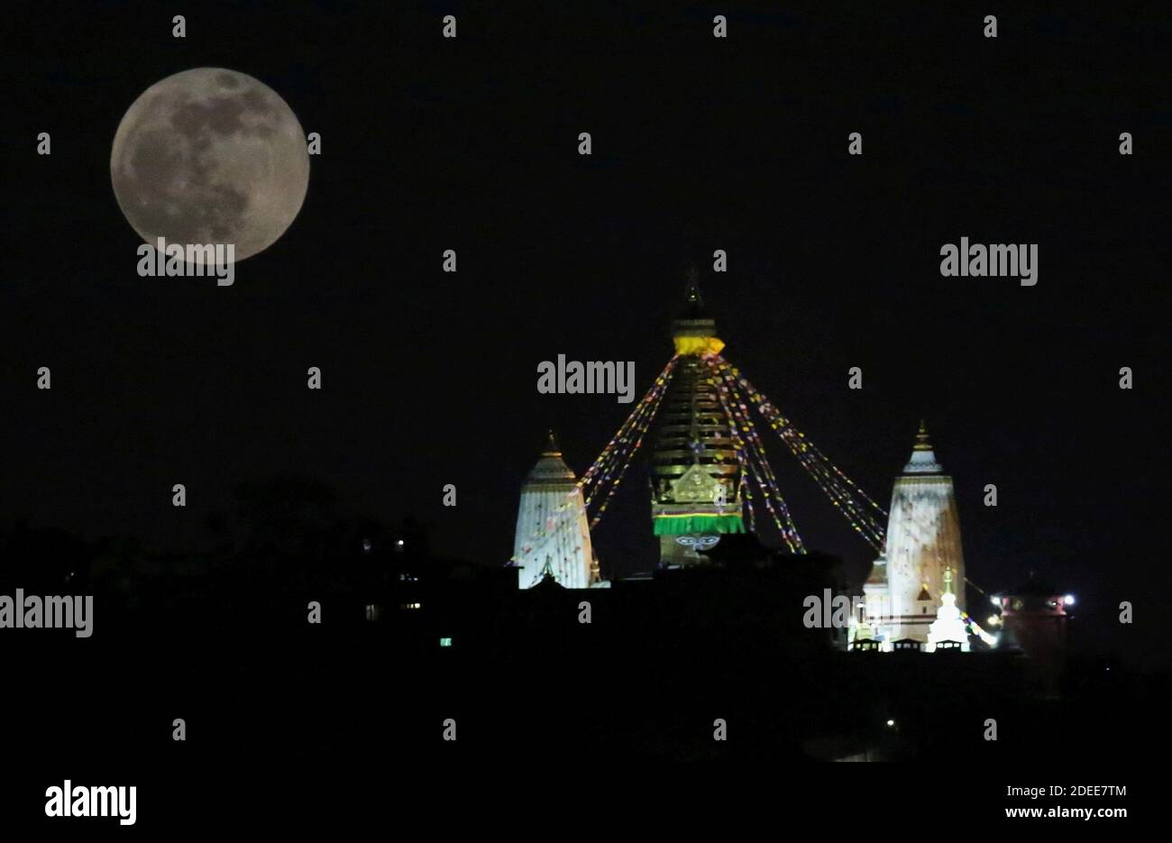 Kathmandu, Nepal. 30th Nov, 2020. A multi-exposure photo shows a full ...
