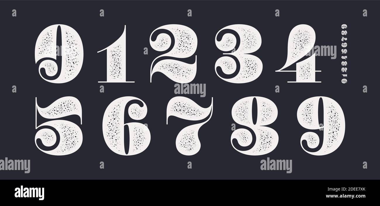 Number font. Classical french didot style, texture Stock Vector Image ...