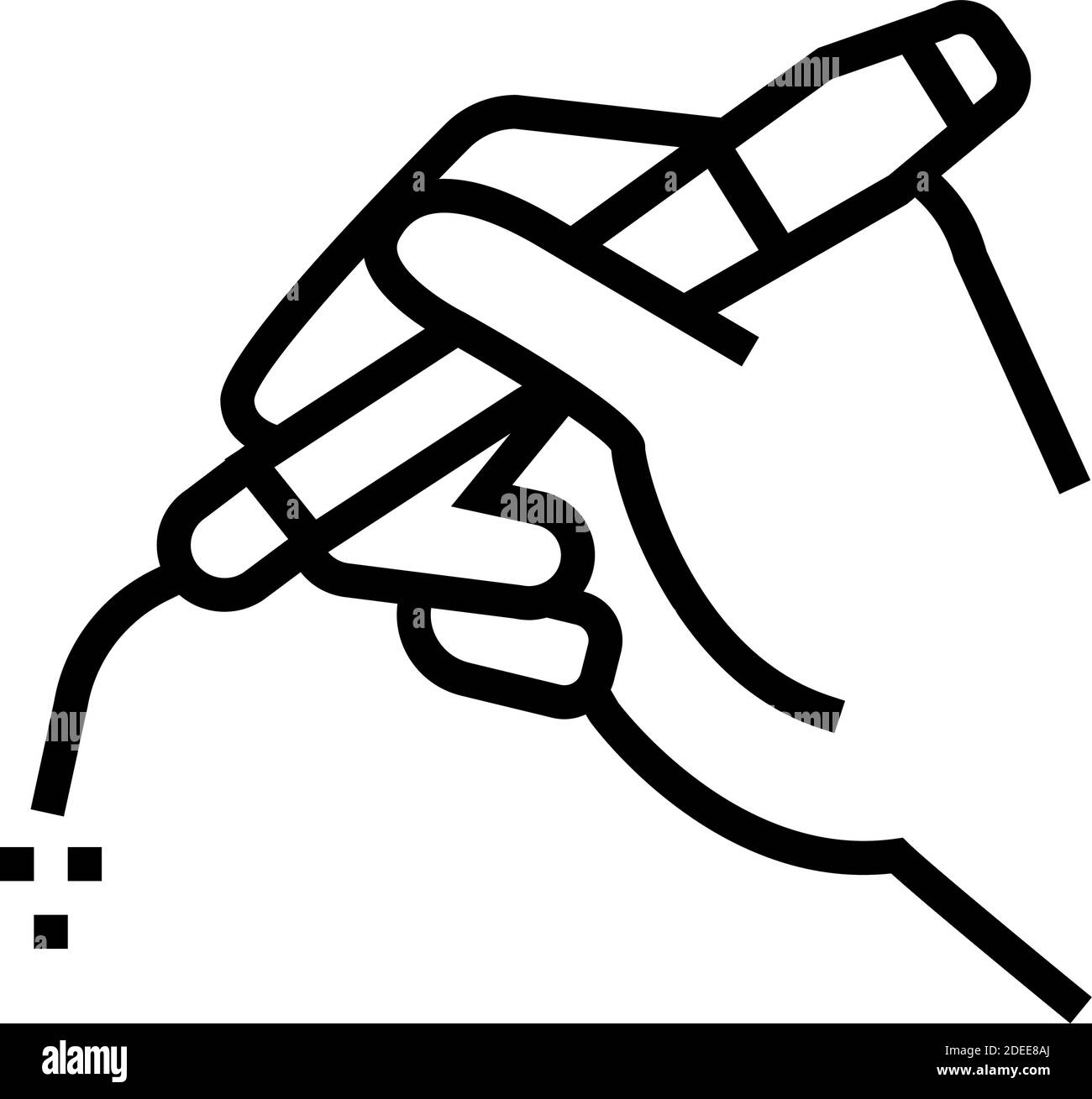 hand holding laser medical equipment line icon vector illustration ...