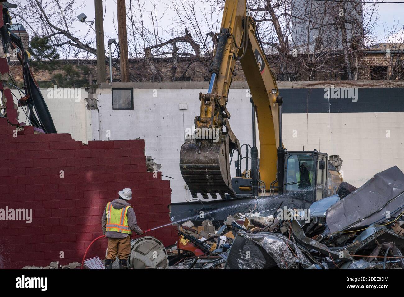 Building being demolished to make room for new construction Stock Photo ...