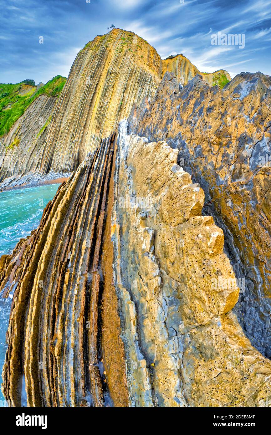 Steeply-tilted Layers of Flysch, Flysch Cliffs, Basque Coast UNESCO ...