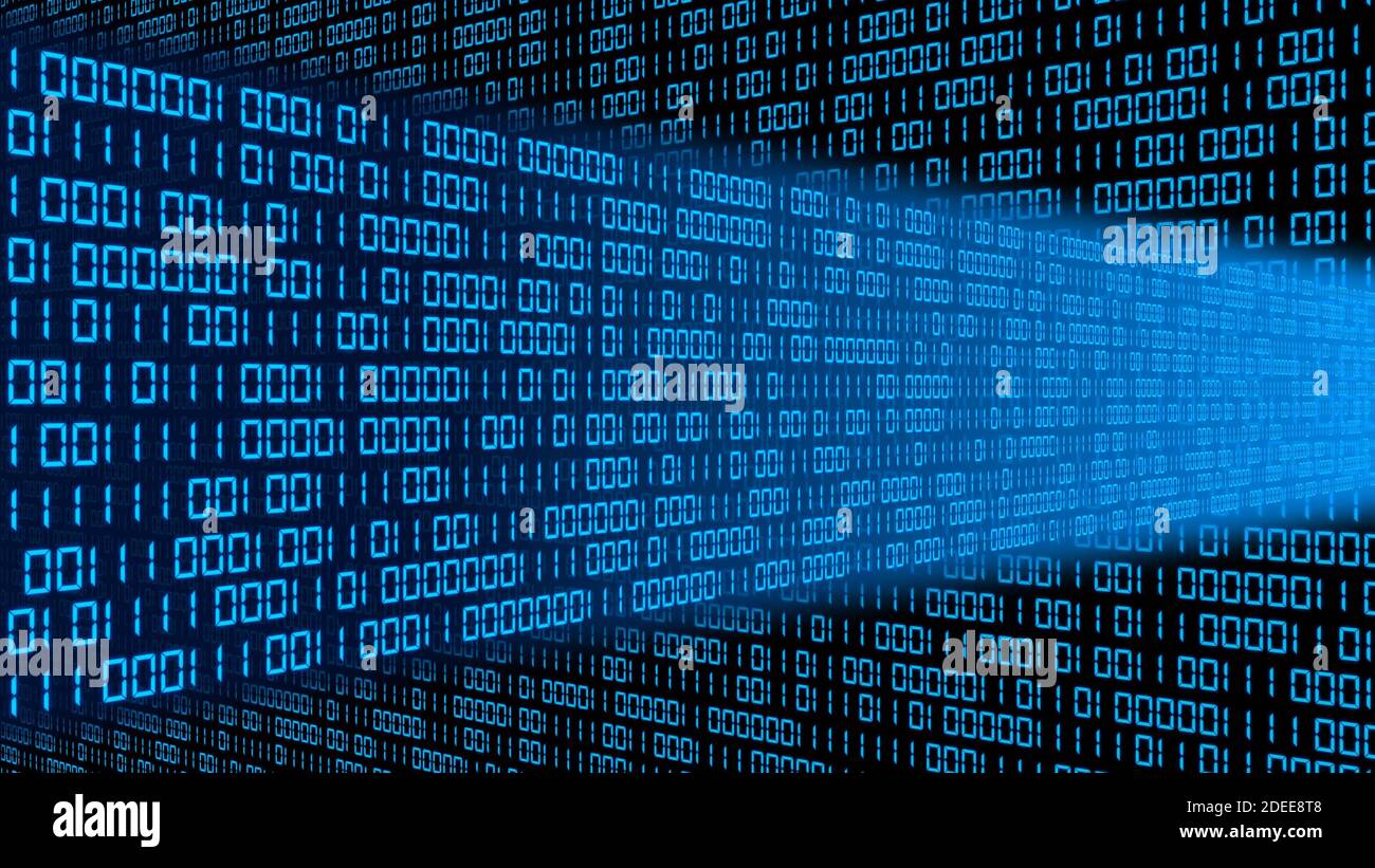 Digital Data Streams Flow Into Each Other Series Of Binary Code In Blue Color Abstract 3d 8768