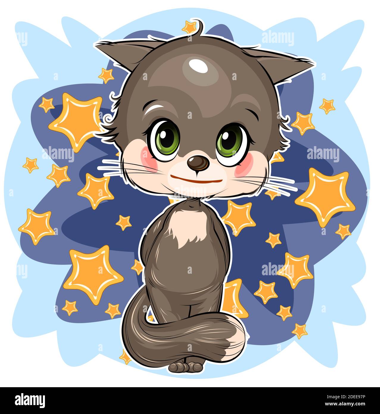 Little Kitten. Kitty cub. Cute funny animal on an abstract background ...