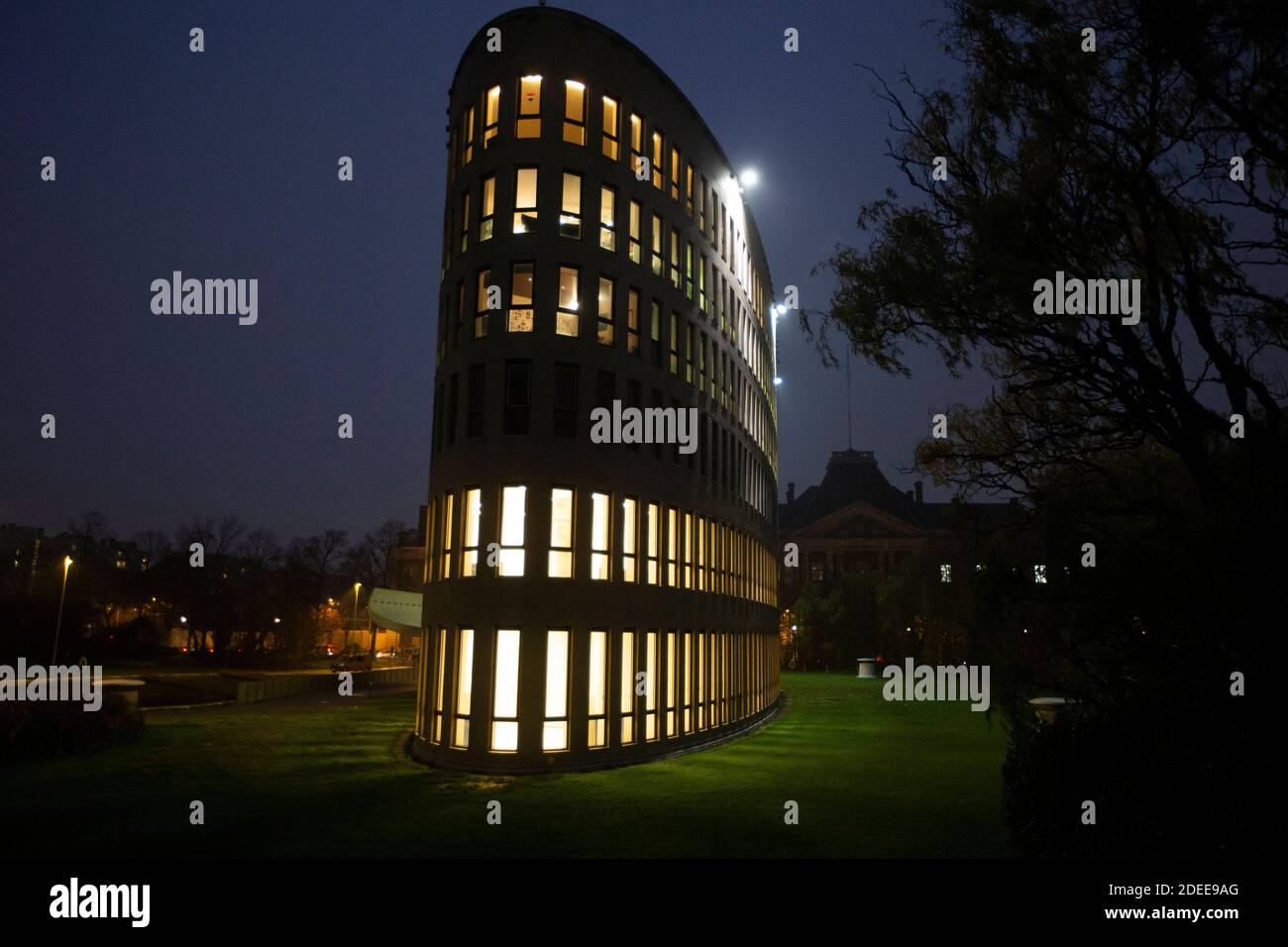 Illustration picture shows the illuminated VUB building as a protest ...