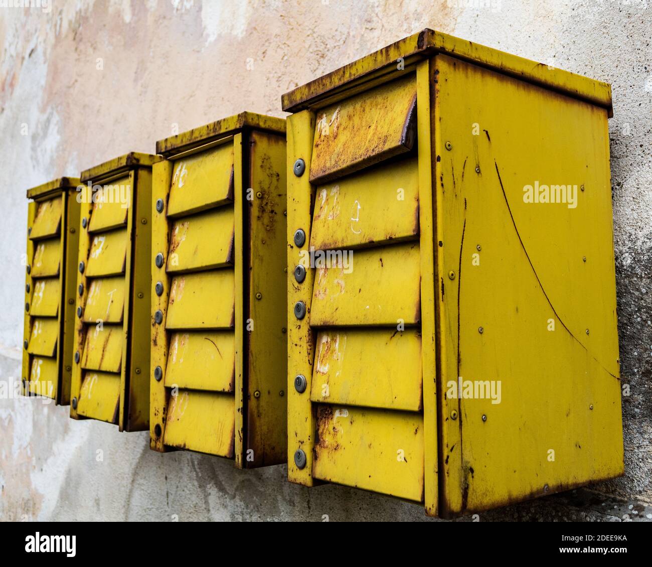 Abandoned postal boxes Stock Photo - Alamy