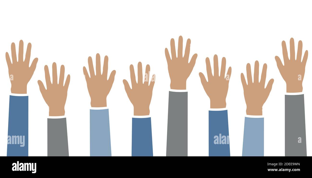 raised human hands isolated on white background vector illustration ...