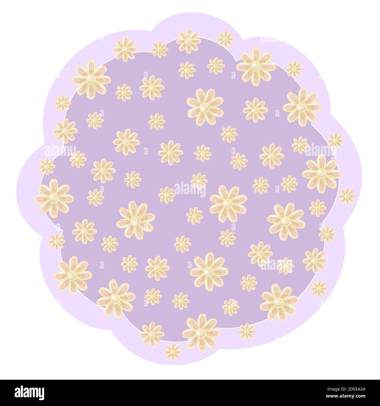 Round abstract background with flowers. Cartoon flat style. Isolated ...