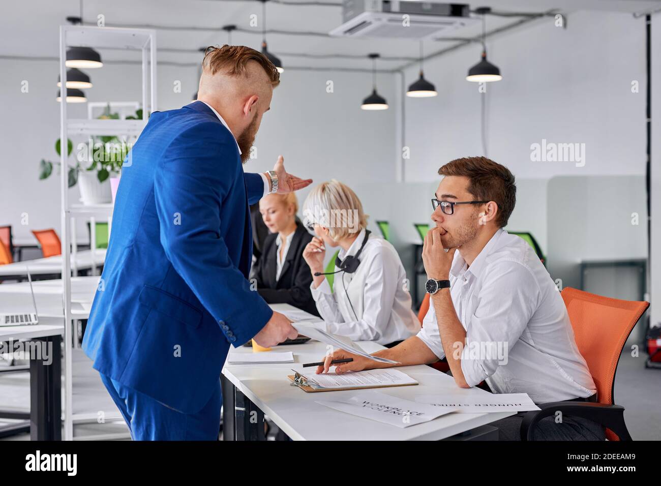 angry director is dissatisfied with work of employees, need new team ...