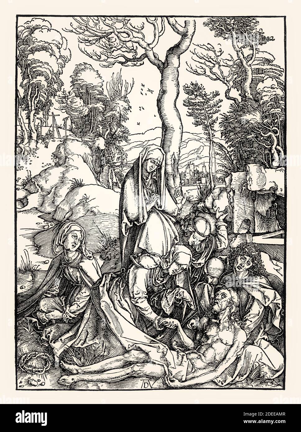 The Lamentation of Christ, Beweinung Christi, by Albrecht Dürer, 1498, digitally restored Stock ...