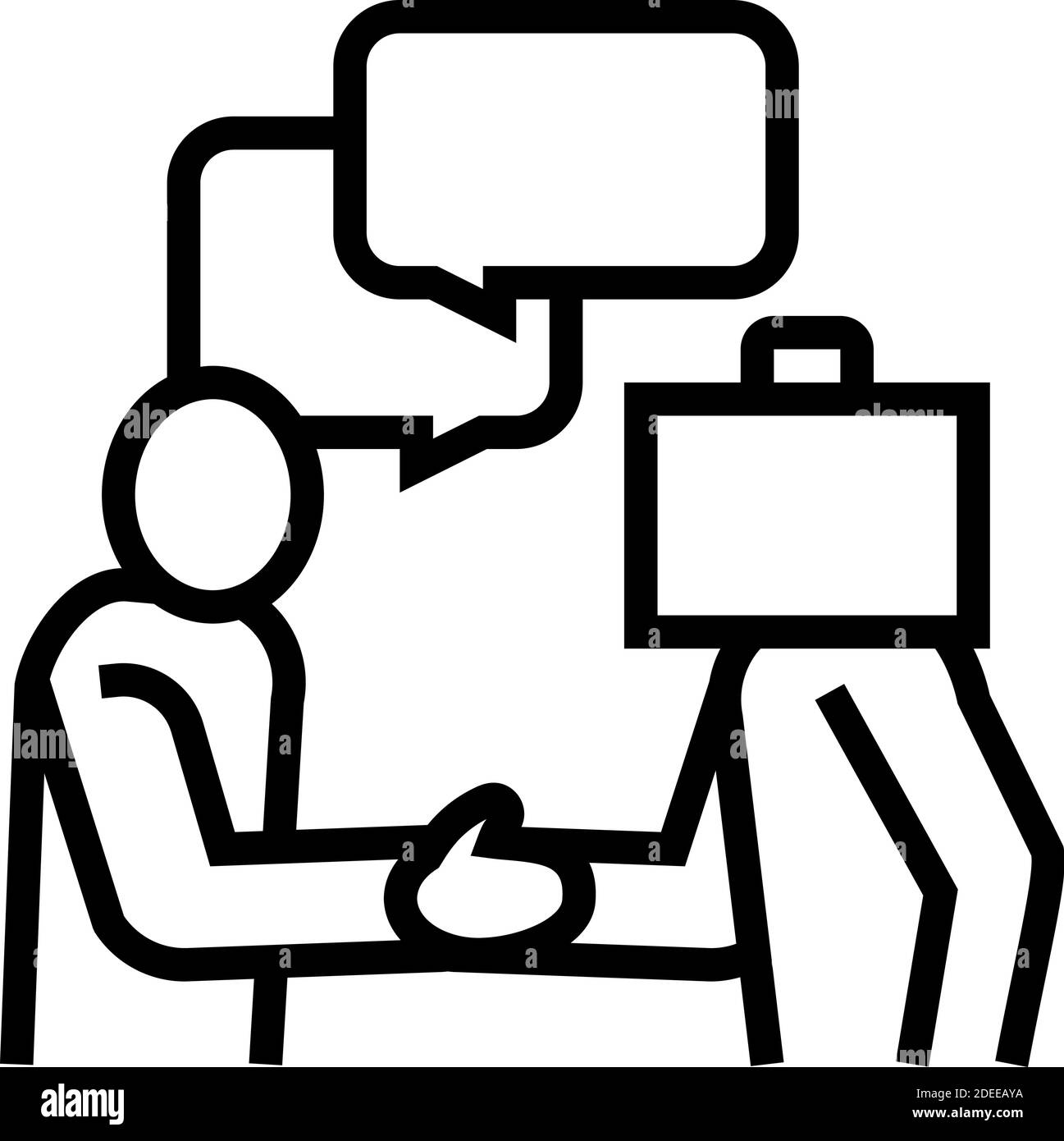 greeting and speaking with partner line icon vector illustration Stock ...