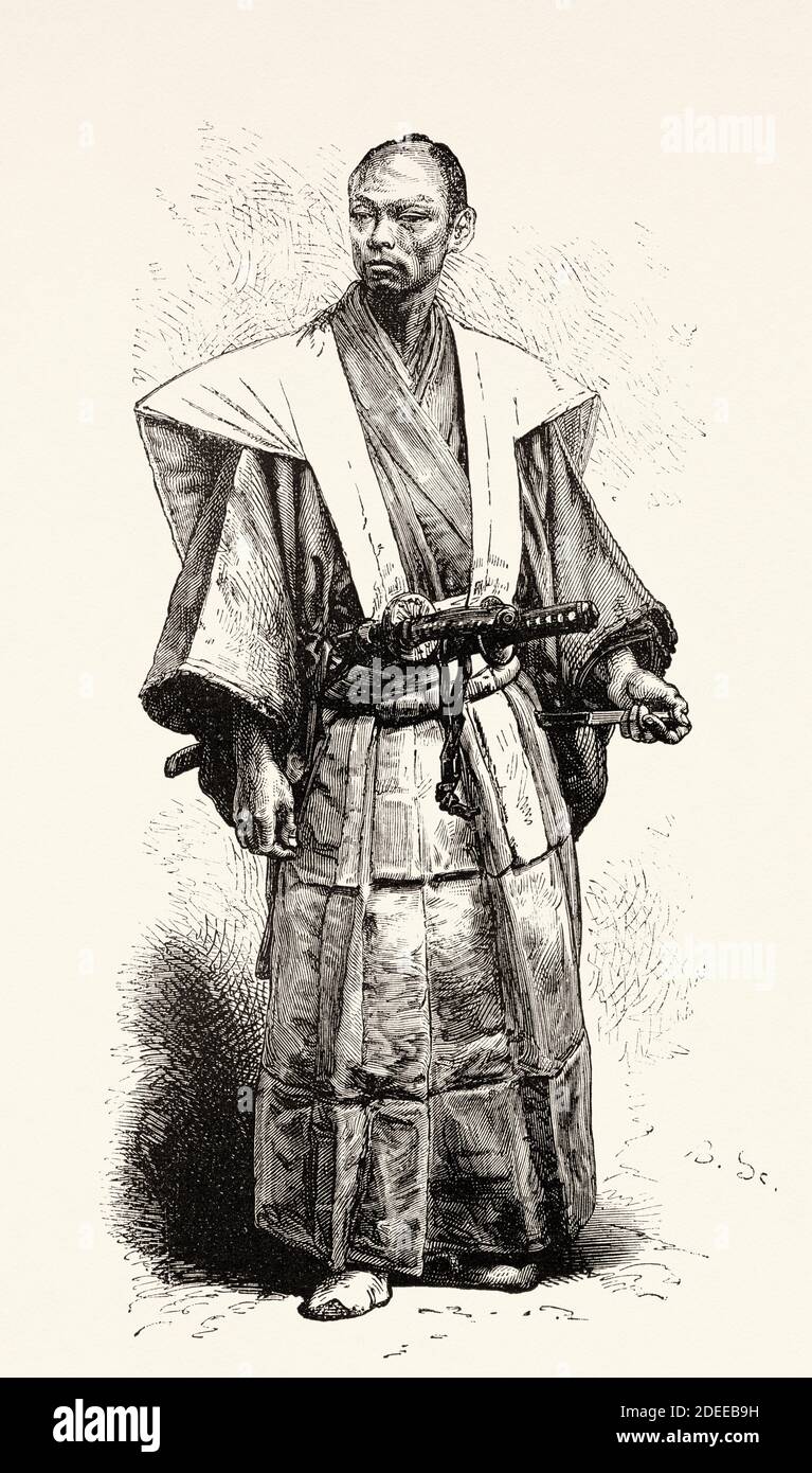 Taikun officer, Japan. Old 19th century engraved illustration Travel to ...