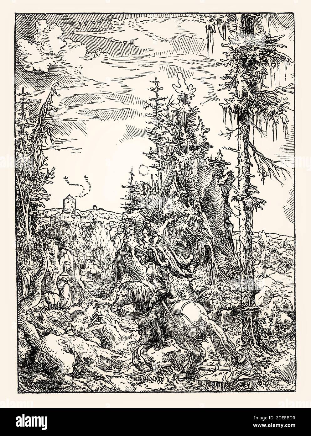 St. George slays the dragon, by Wolf Huber, 1520, digitally restored ...