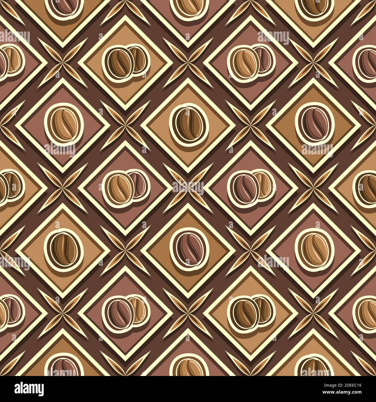 Vector Coffee Seamless Pattern, square repeating coffee background ...