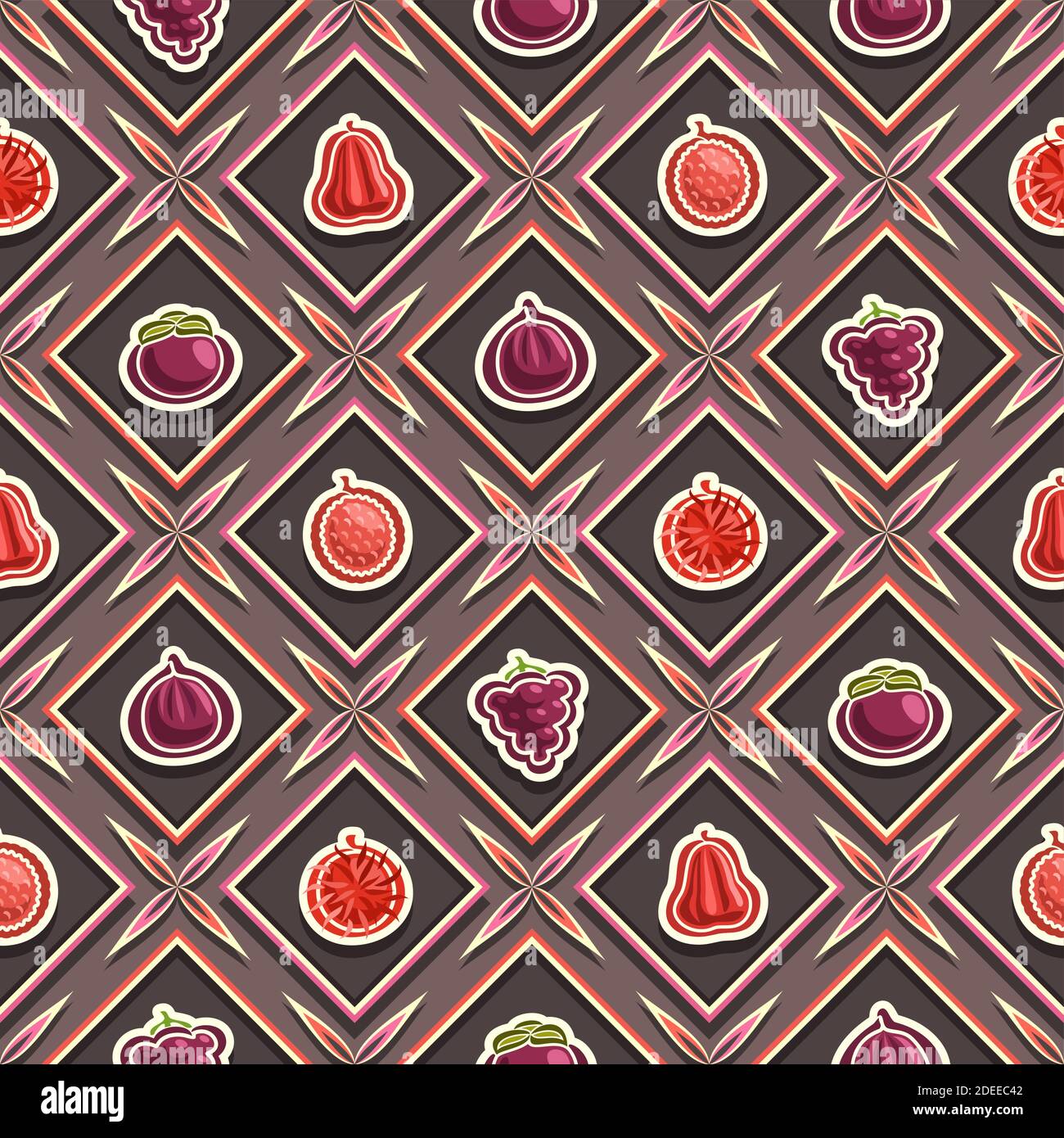 Vector Fruit Seamless Pattern, square repeating fruit background ...