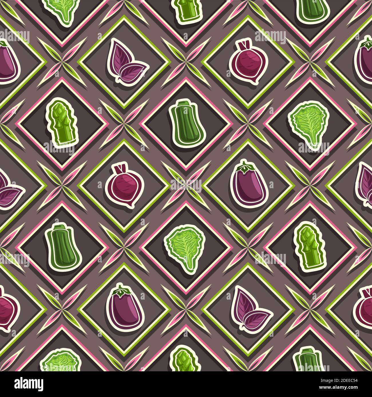 Vector Vegetable Seamless Pattern, square repeating background ...