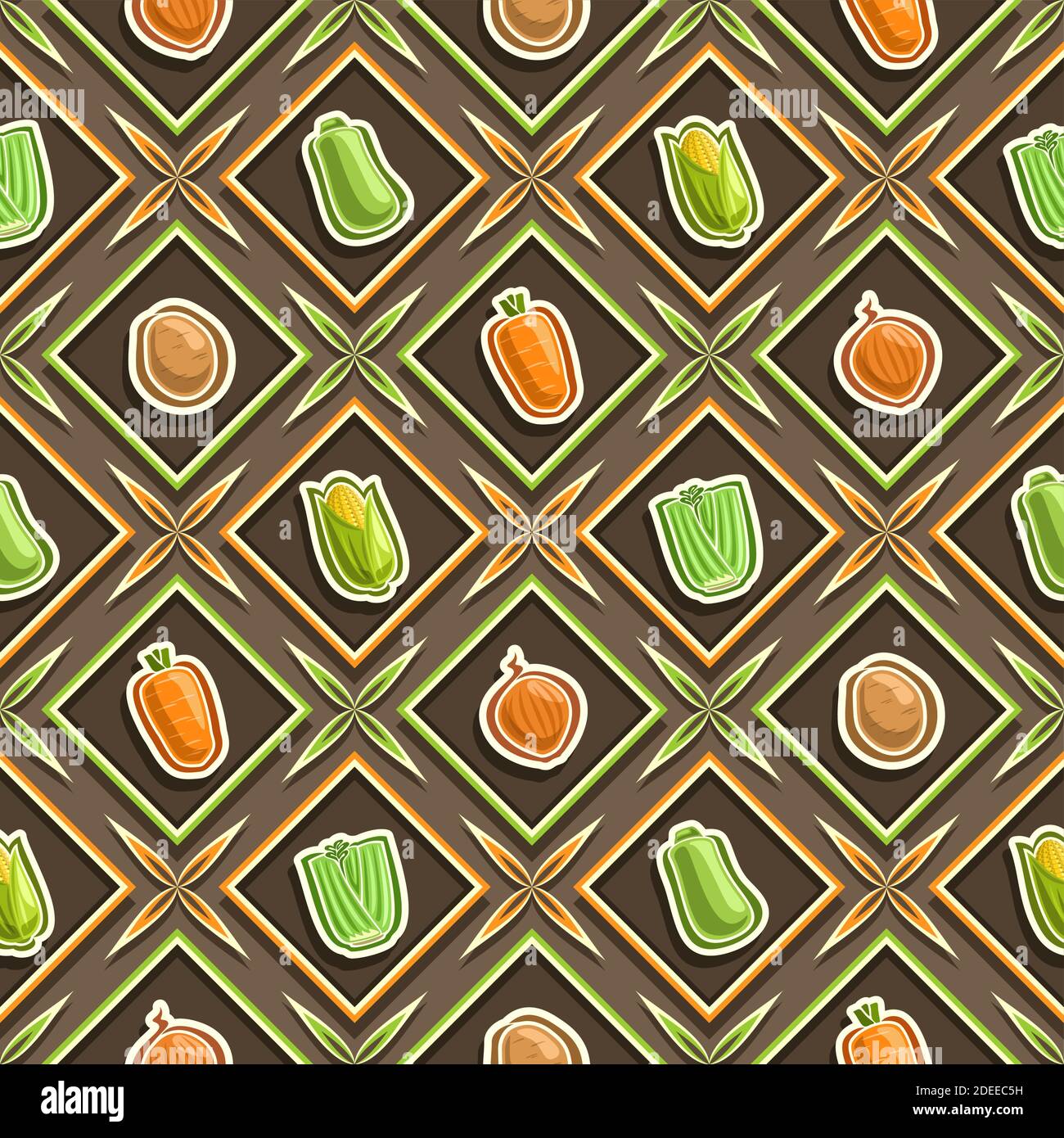 Vector Vegetable Seamless Pattern, square repeating background ...