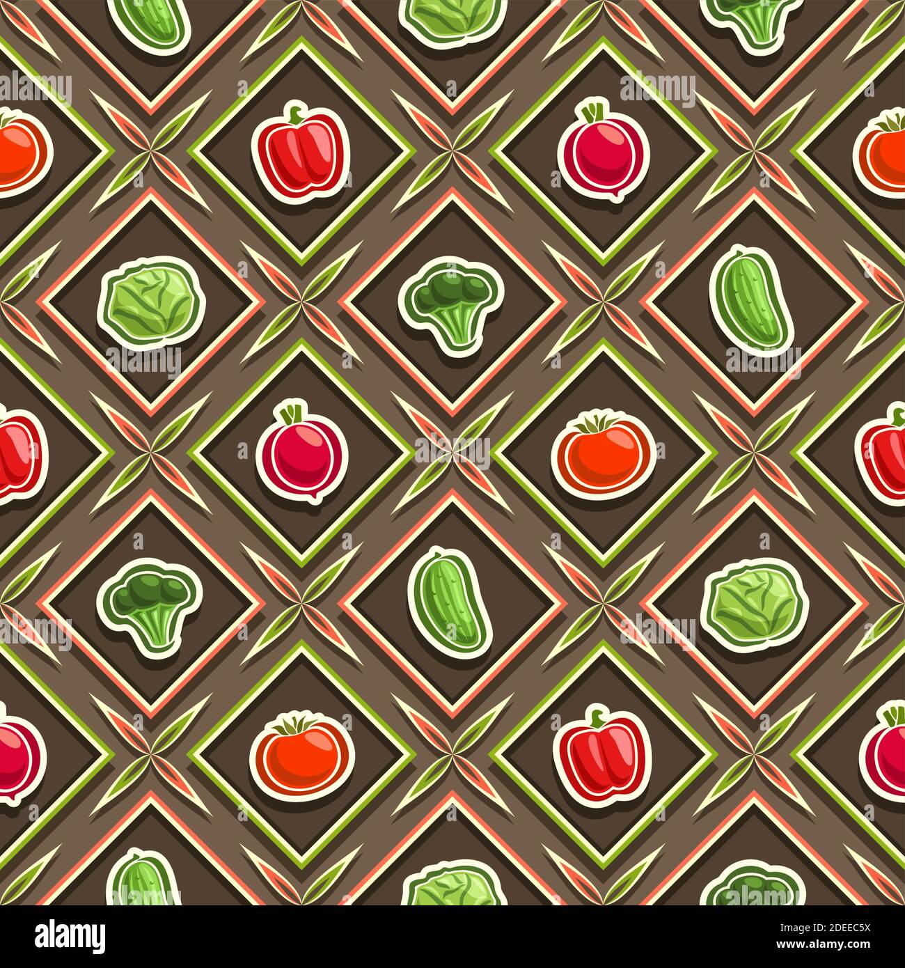 Vector Vegetable Seamless Pattern, square repeating background ...