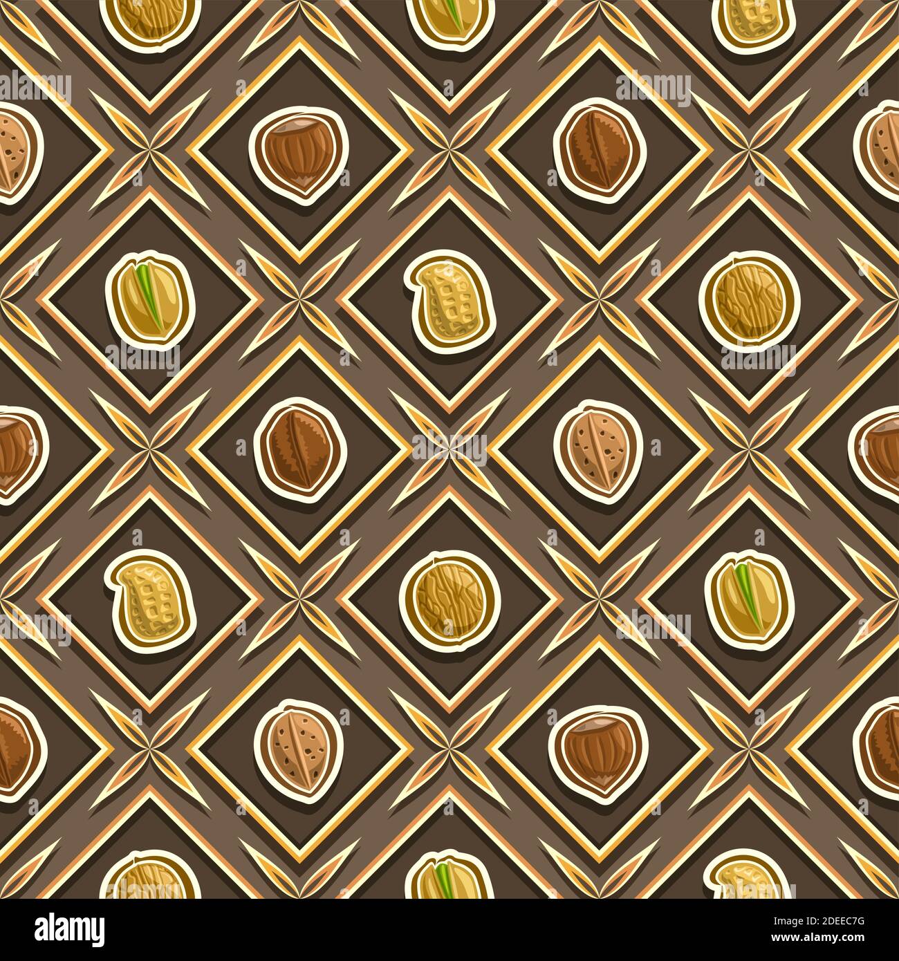 Vector Nut Seamless Pattern, square repeating nut background, isolated ...