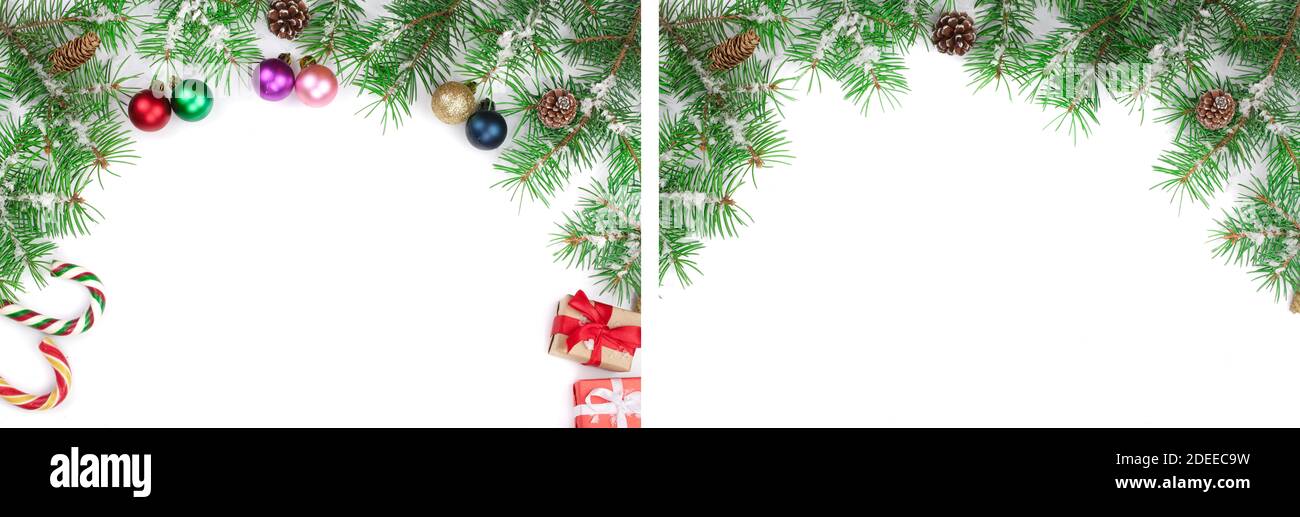 Christmas frame decorated isolated on white background with copy space ...