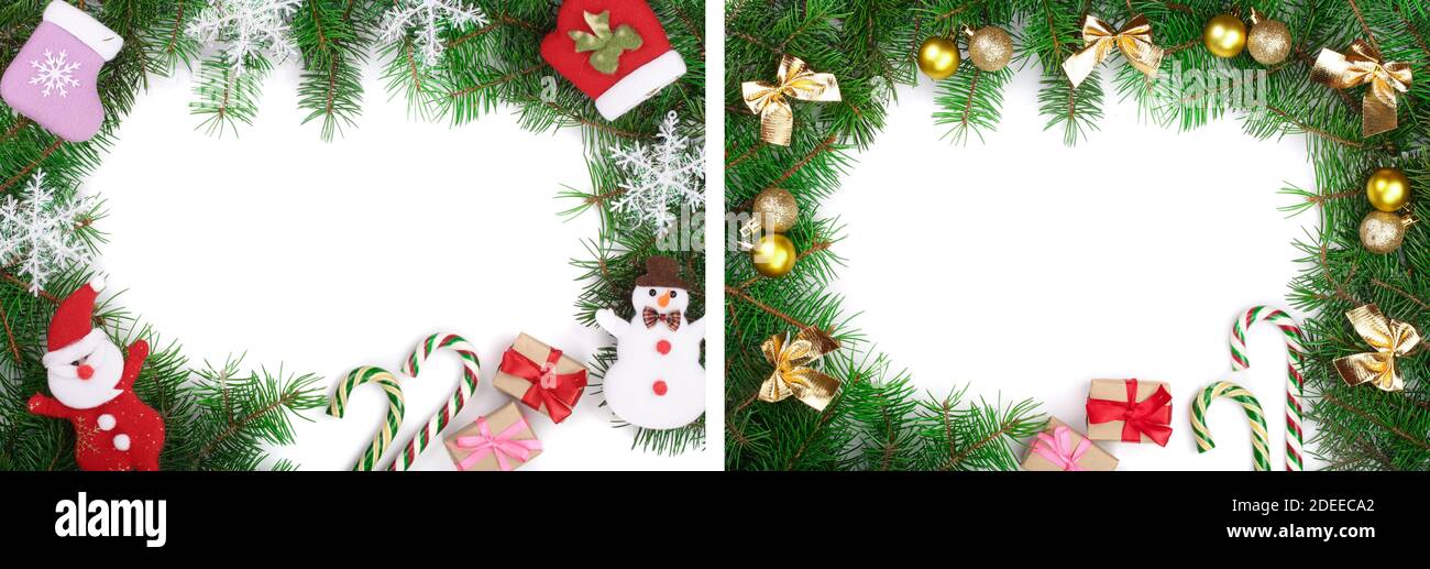 Christmas frame decorated isolated on white background with copy space ...