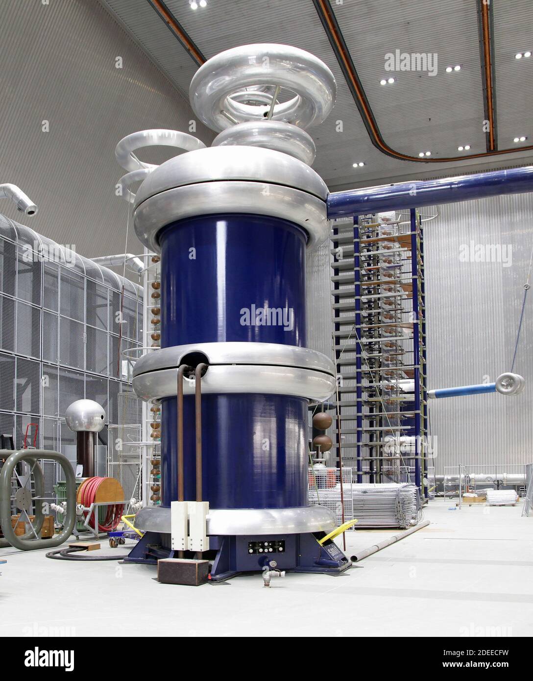 AC transformer for 500 kV in a High Voltage Laboratory.test bench Stock ...