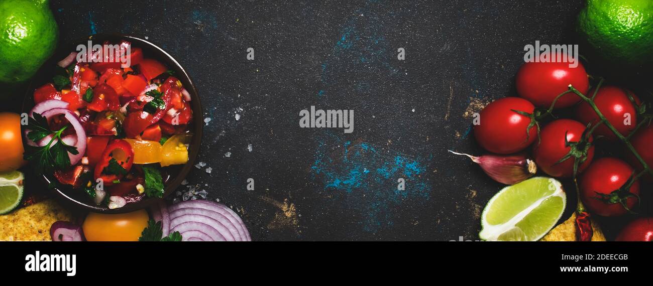 Tex-Mex Concept, Nachos, Salsa Sauce, Food Background, Top View Stock ...