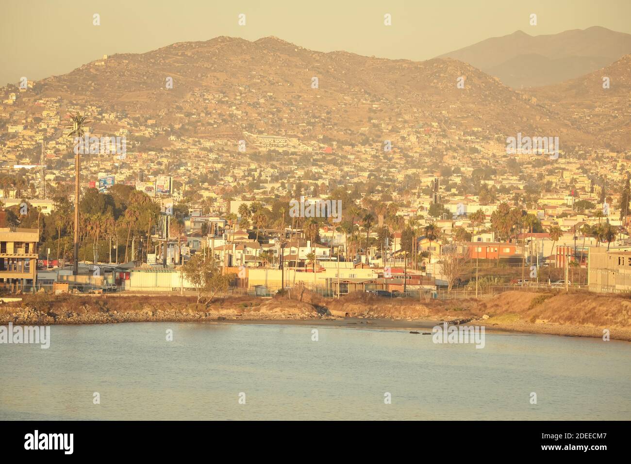 The waterfront landscape of the city of Ensenada, Mexico Stock Photo ...