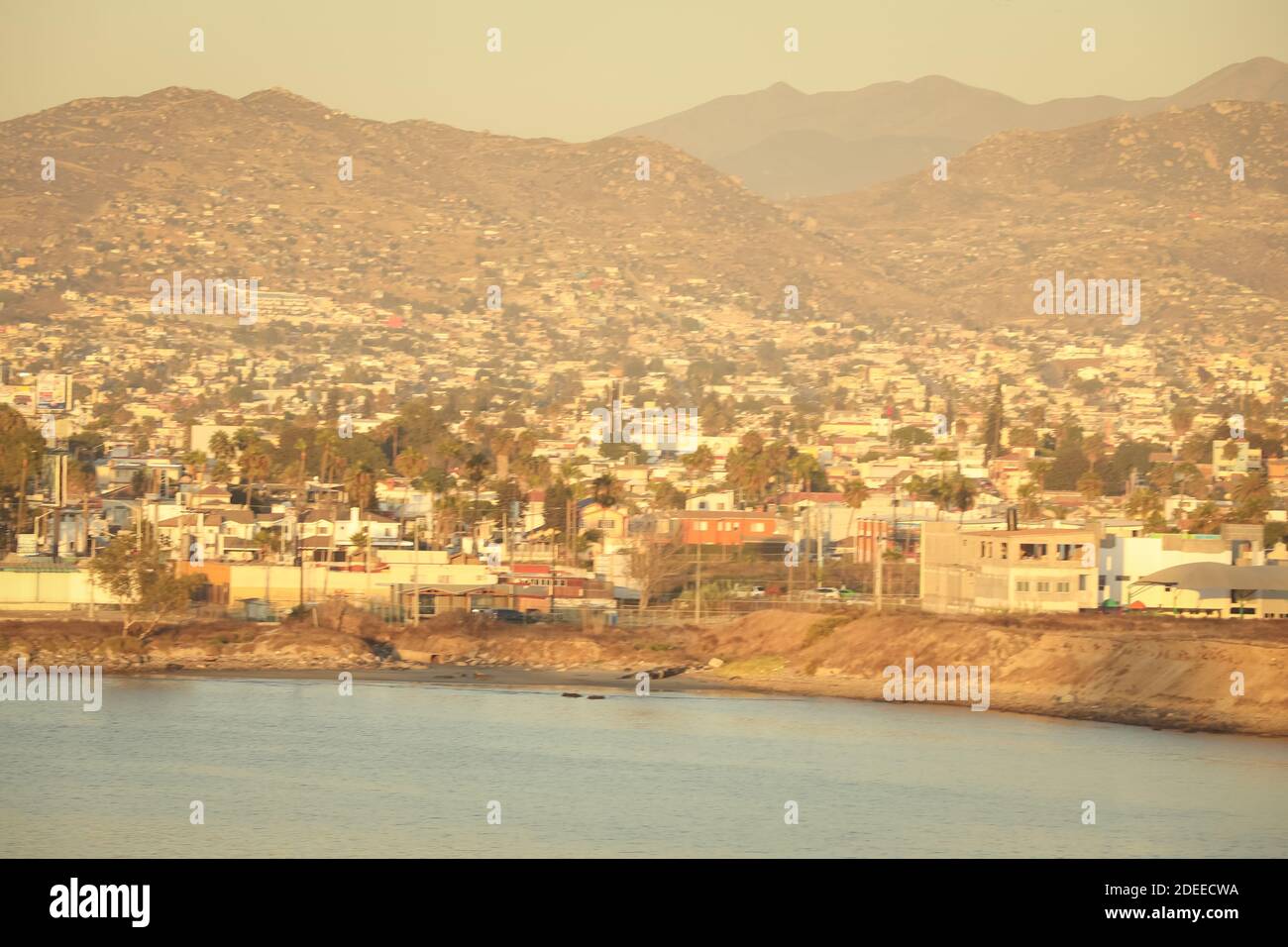 The waterfront landscape of the city of Ensenada, Mexico Stock Photo ...