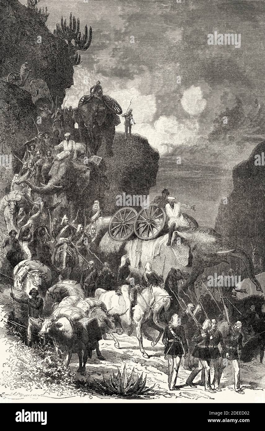 British Army on the march transporting weapons and supplies during ...